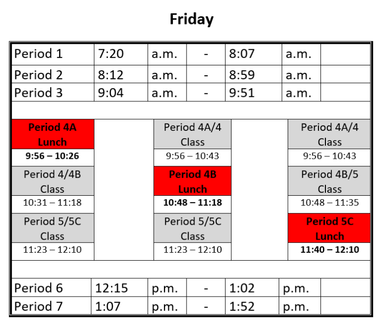 School Schedule – Tremper High School