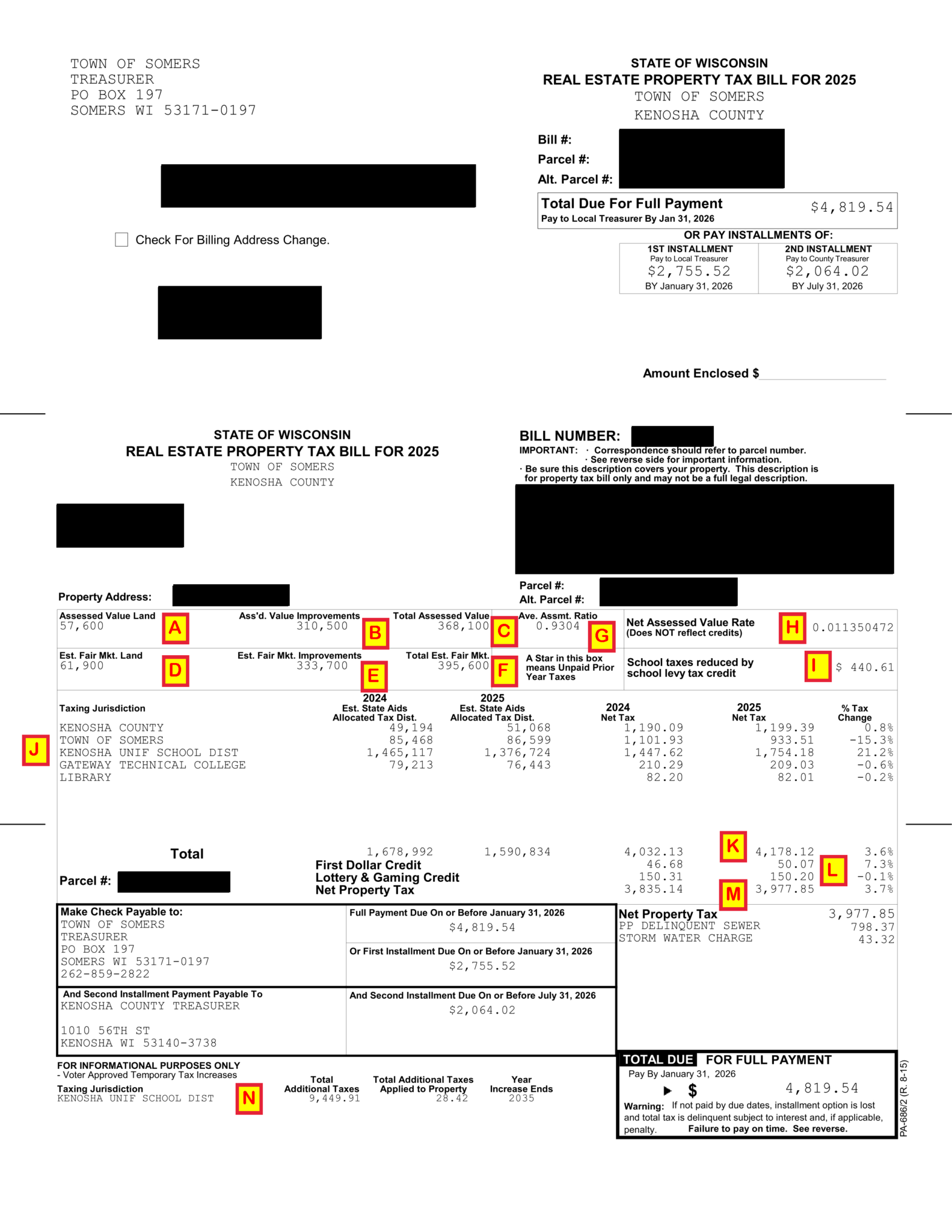 Property Tax Bill Examples – Town of Somers – Kenosha Unified School ...