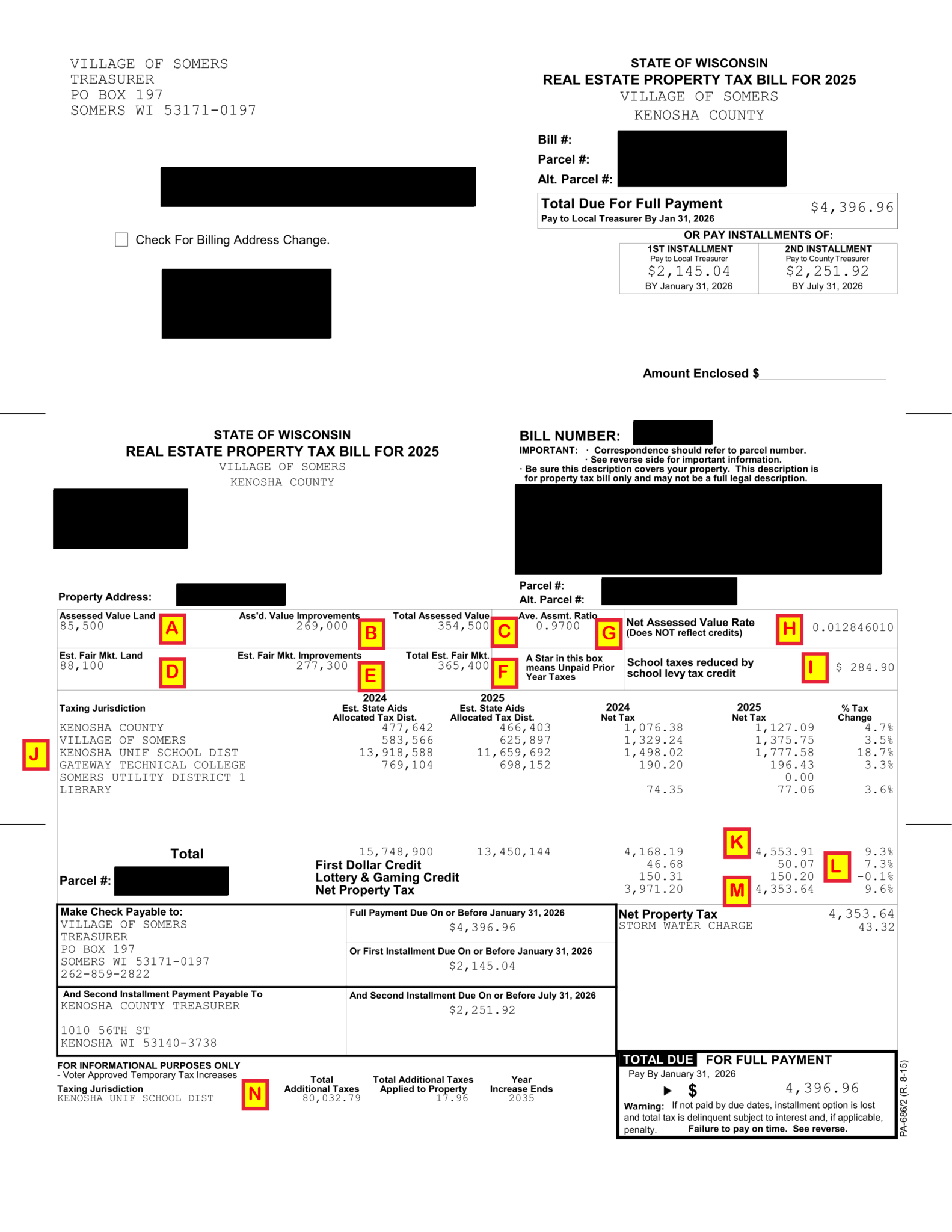 Property Tax Bill Examples – Village of Somers – Kenosha Unified School ...